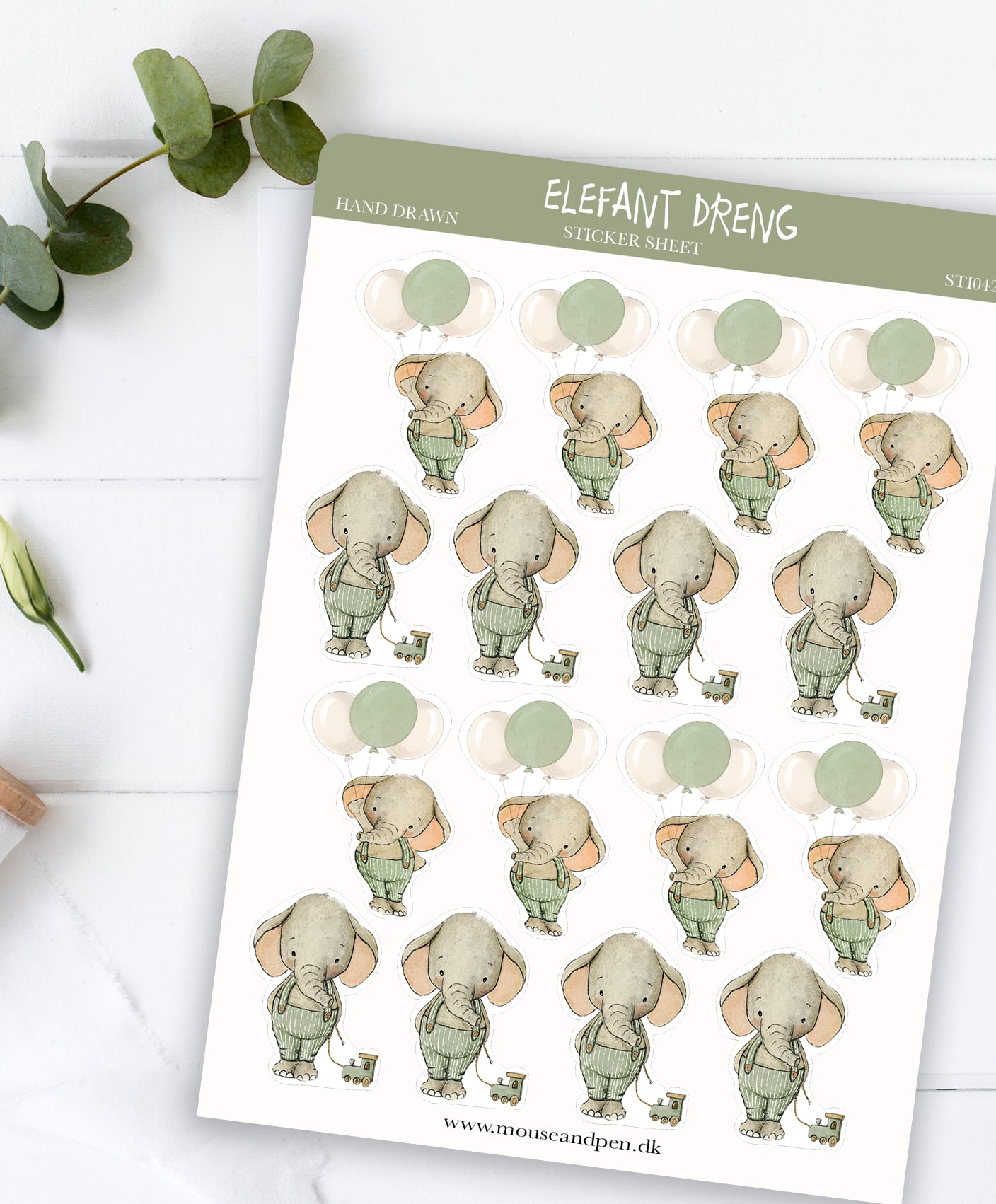 Stickers, Elefant dreng, 16 stk.