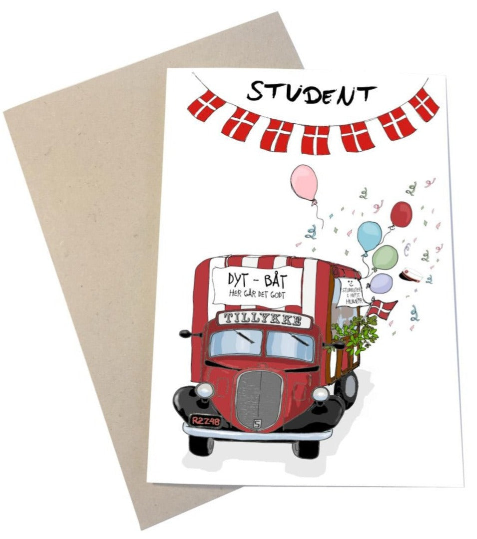 Studenterkort, Studentervogn Rød, A6 kort